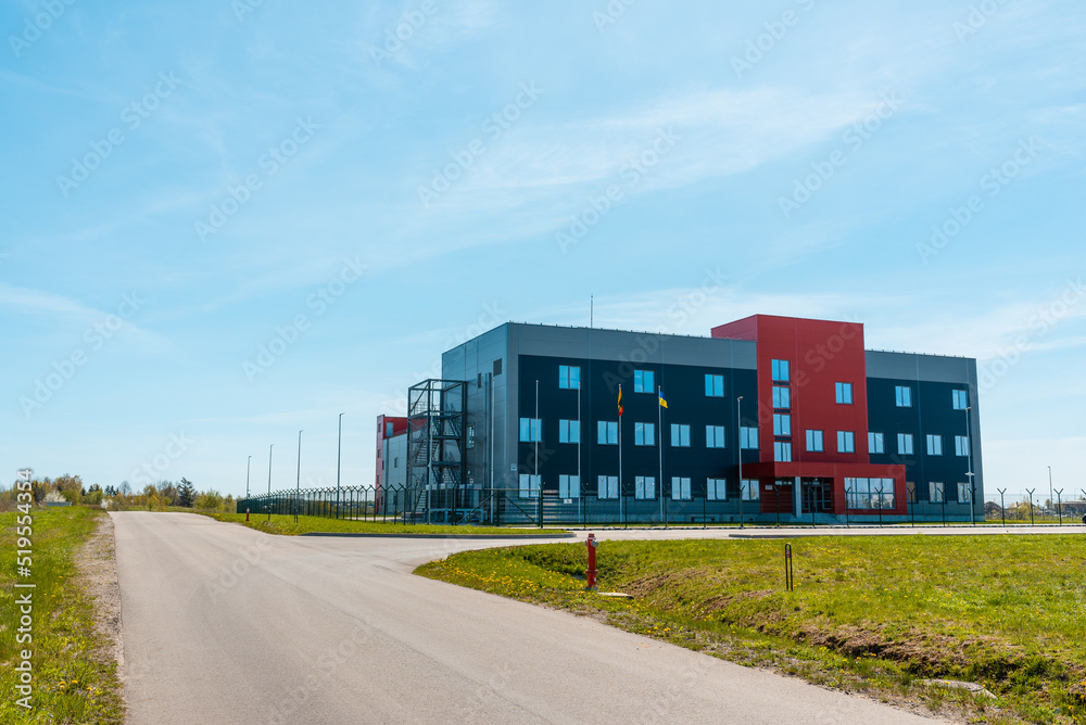 New commercial retail small office building.The exterior facade of a ...