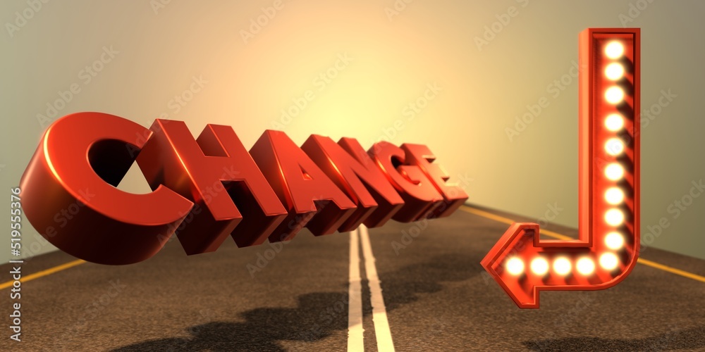 Change your path. 3D render change the lane or choose your path concept ...