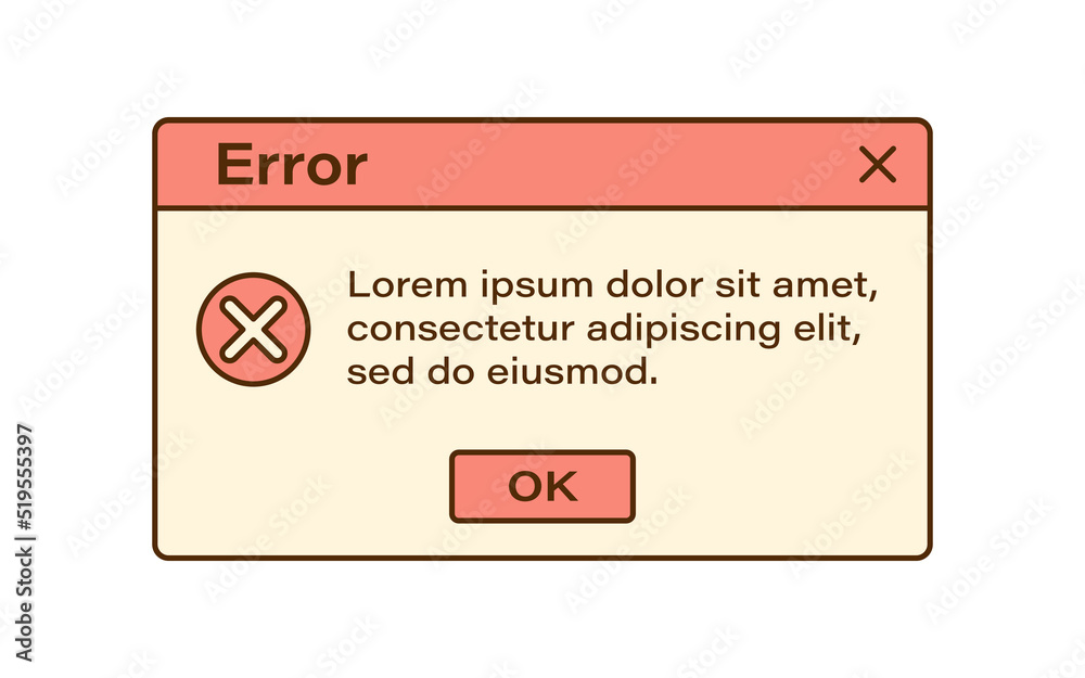 Vector retro vaporwave modal window. Vintage error dialog windows ...