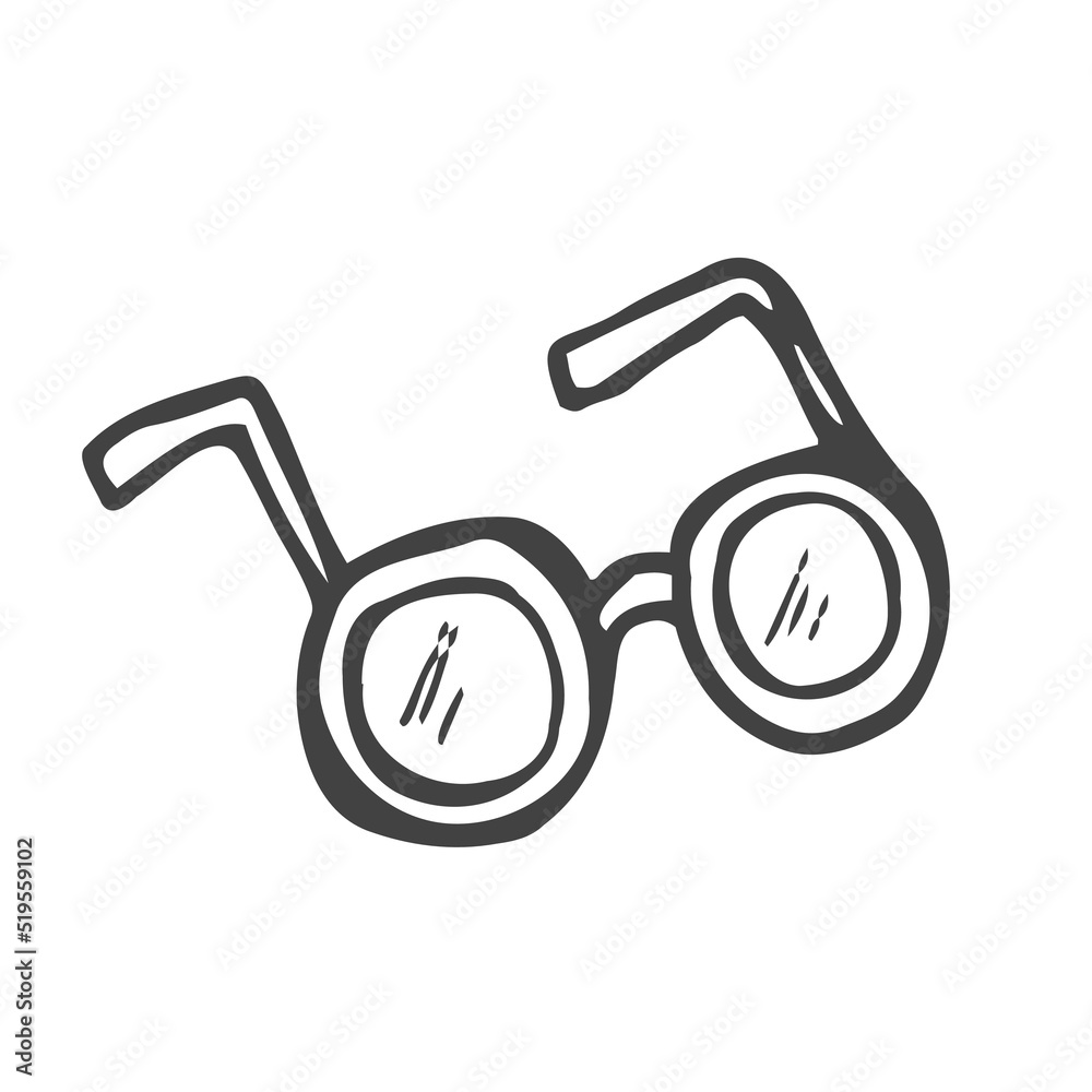 Glasses in continuous line art drawing style. Front view of eyeglasses ...