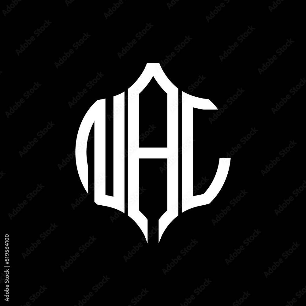 NAL letter logo. NAL best black background vector image. NAL Monogram ...