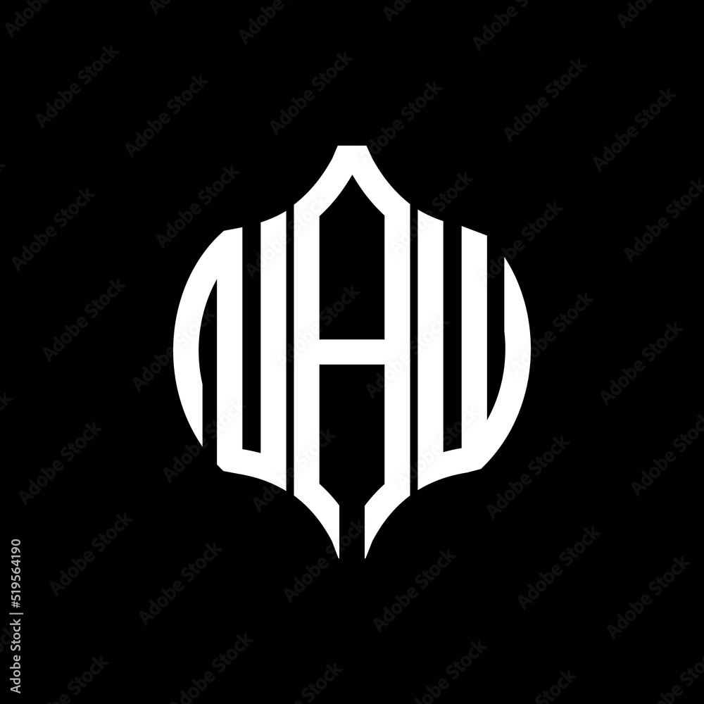 NAW letter logo. NAW best black background vector image. NAW Monogram ...