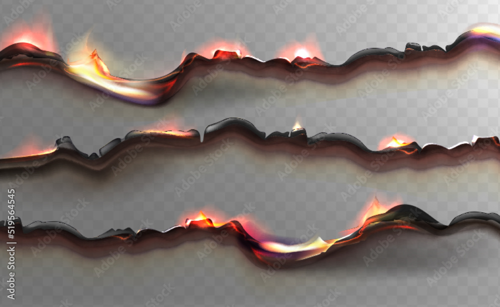 Plakat Charred paper page with burnt uneven edges 3d vector realistic ...