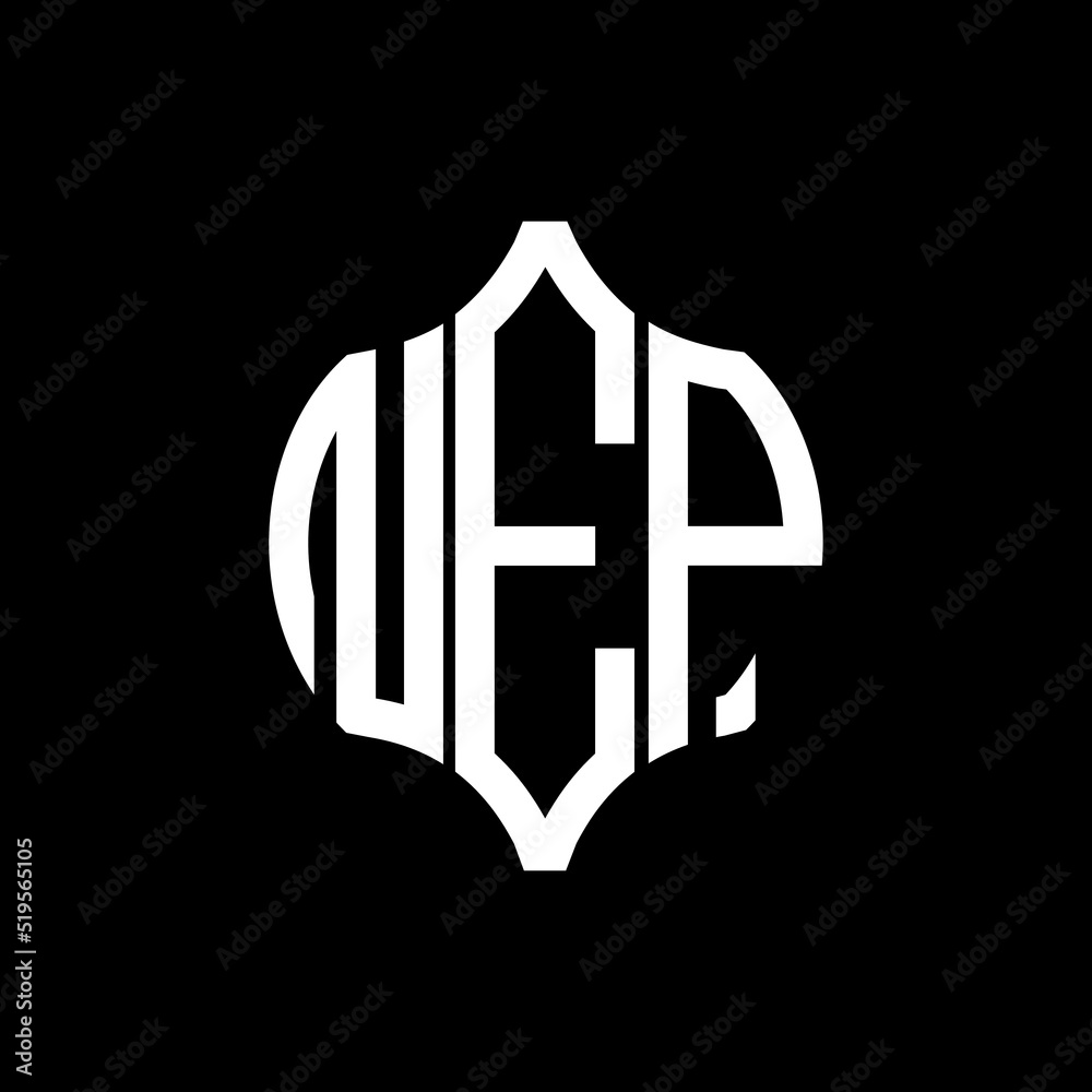 NEP letter logo. NEP best black background vector image. NEP Monogram ...