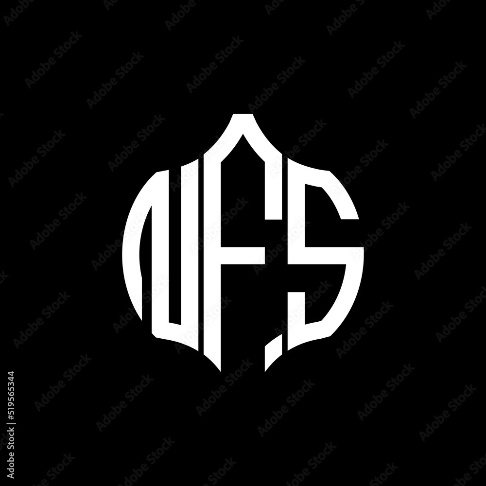 NFS letter logo. NFS best black background vector image. NFS Monogram ...