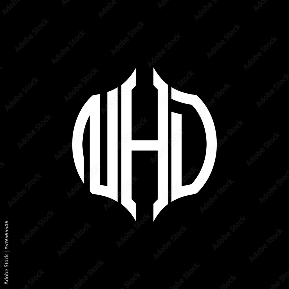 NHD letter logo. NHD best black background vector image. NHD Monogram ...