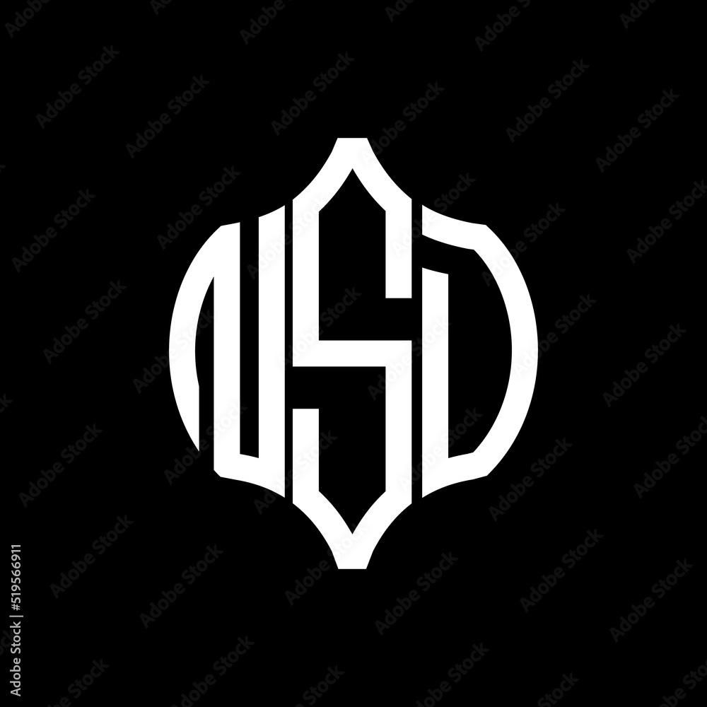 NSD letter logo. NSD best black background vector image. NSD Monogram ...