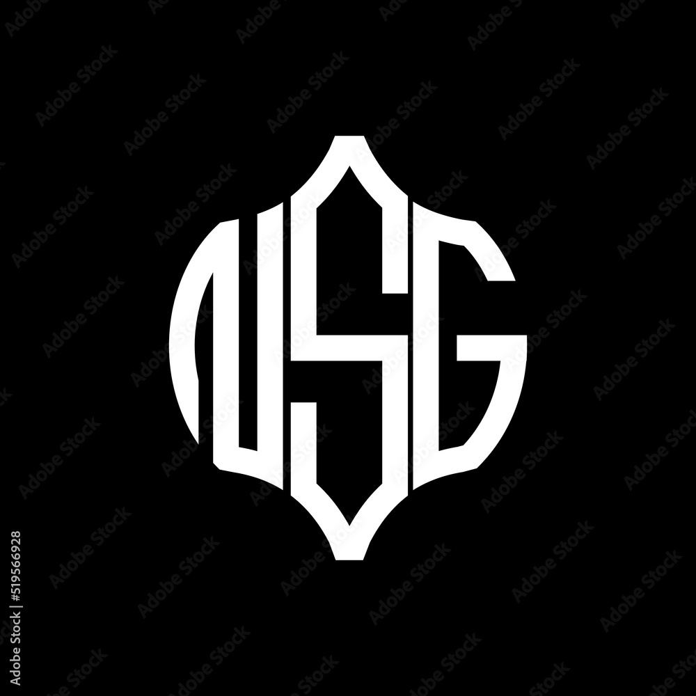 NSG letter logo. NSG best black background vector image. NSG Monogram ...