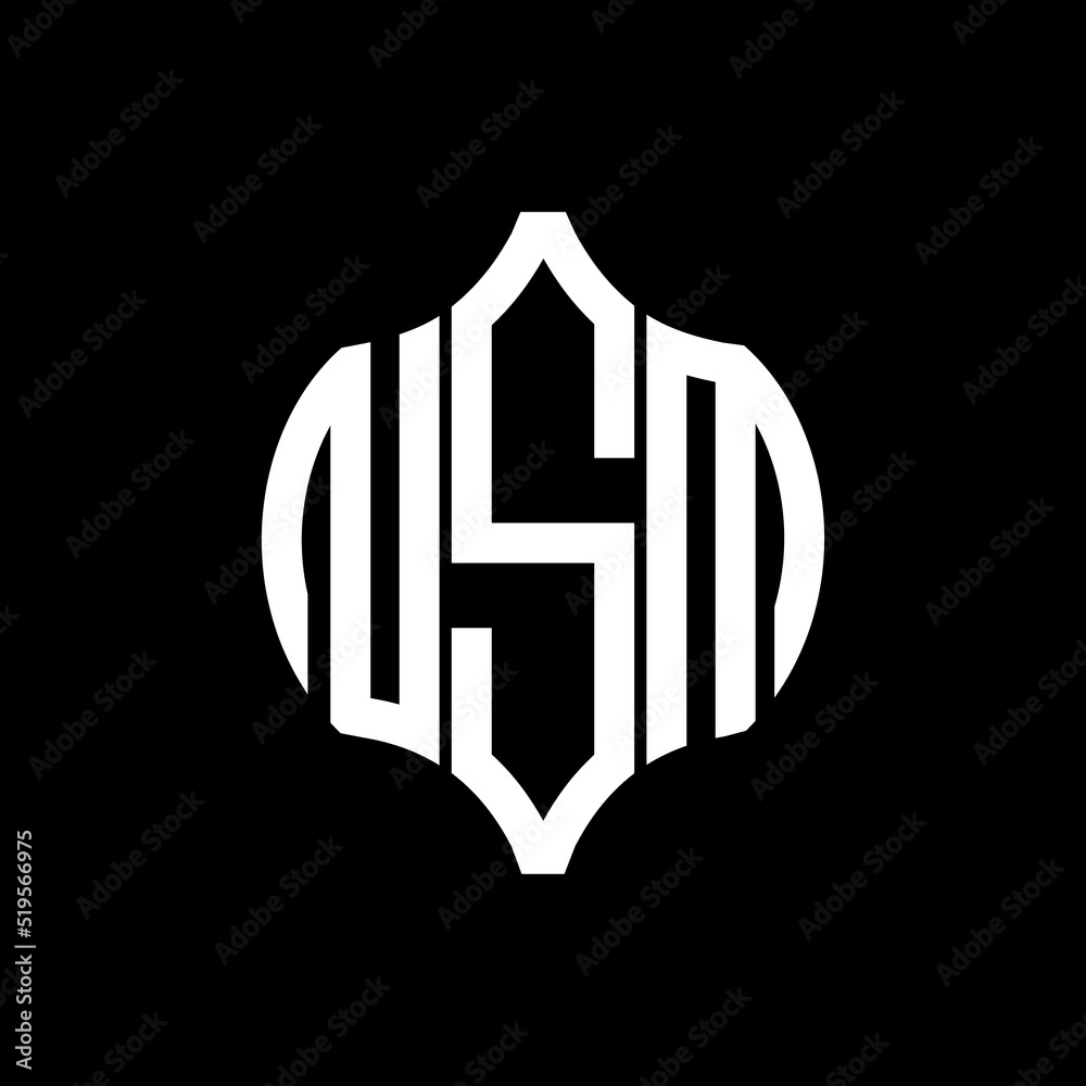 NSM letter logo. NSM best black background vector image. NSM Monogram ...