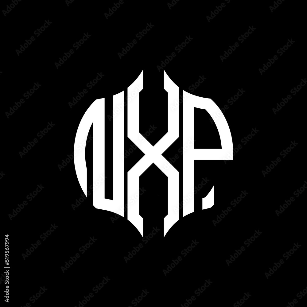 NXP letter logo. NXP best black background vector image. NXP Monogram ...