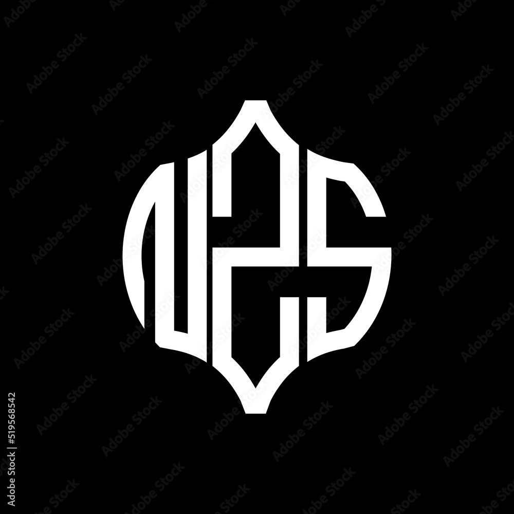 NZS letter logo. NZS best black background vector image. NZS Monogram ...