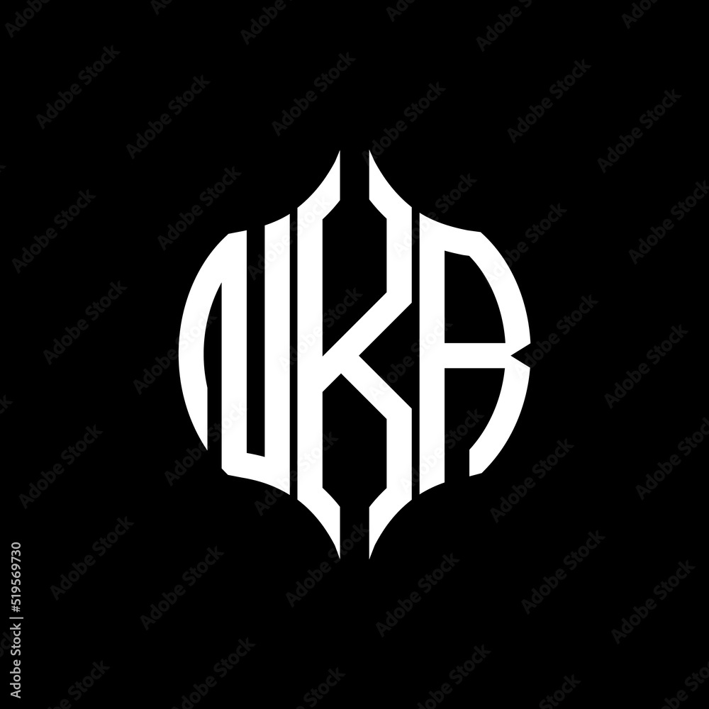 NKR letter logo. NKR best black background vector image. NKR Monogram ...