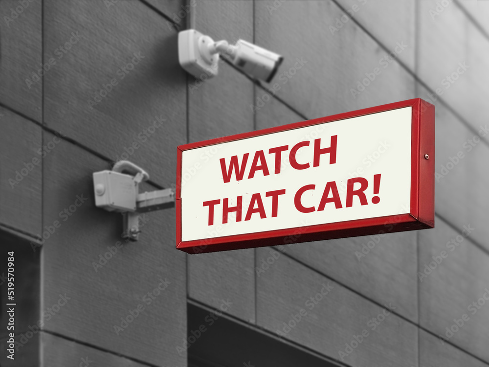 Hanging at the entrance to the underground parking, garage of the ...