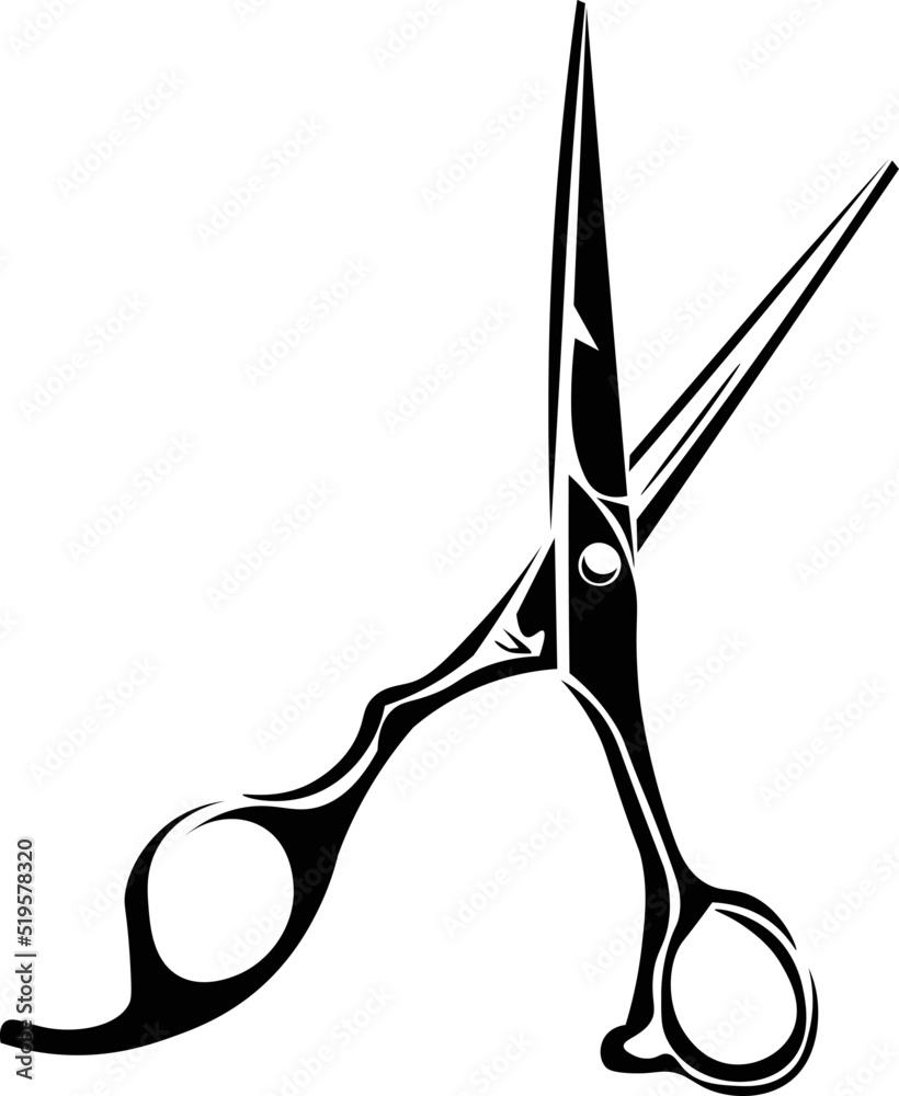 Black and White Cartoon Illustration Vector of a Pair of Scissors Stock ...