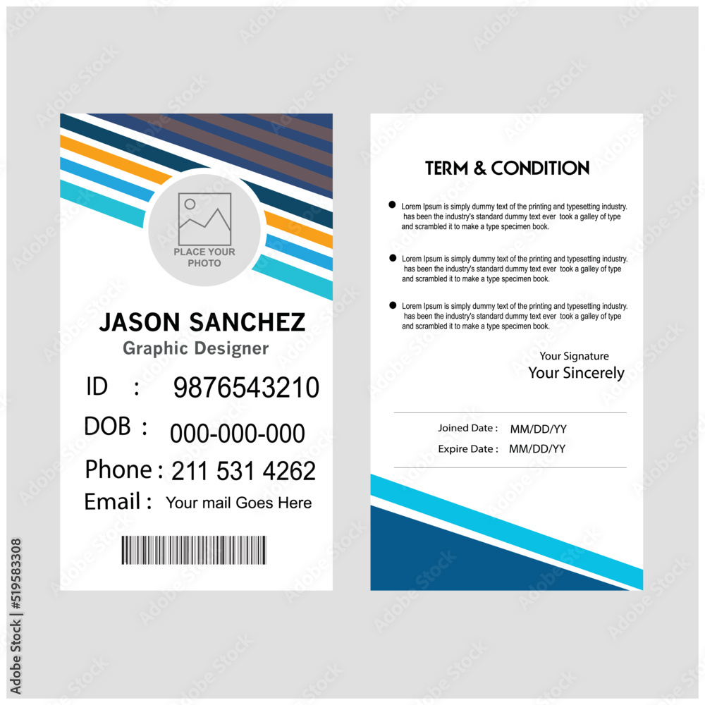 Professional Employee ID card, Best company id card, Business Id Card ...