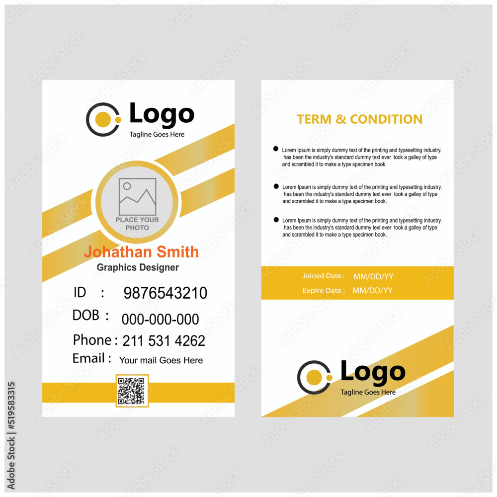 Professional Employee ID card, Best company id card, Business Id Card ...