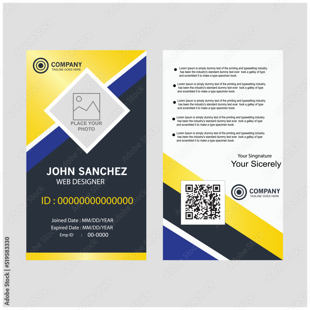 Professional Employee ID card, Best company id card, Business Id Card ...