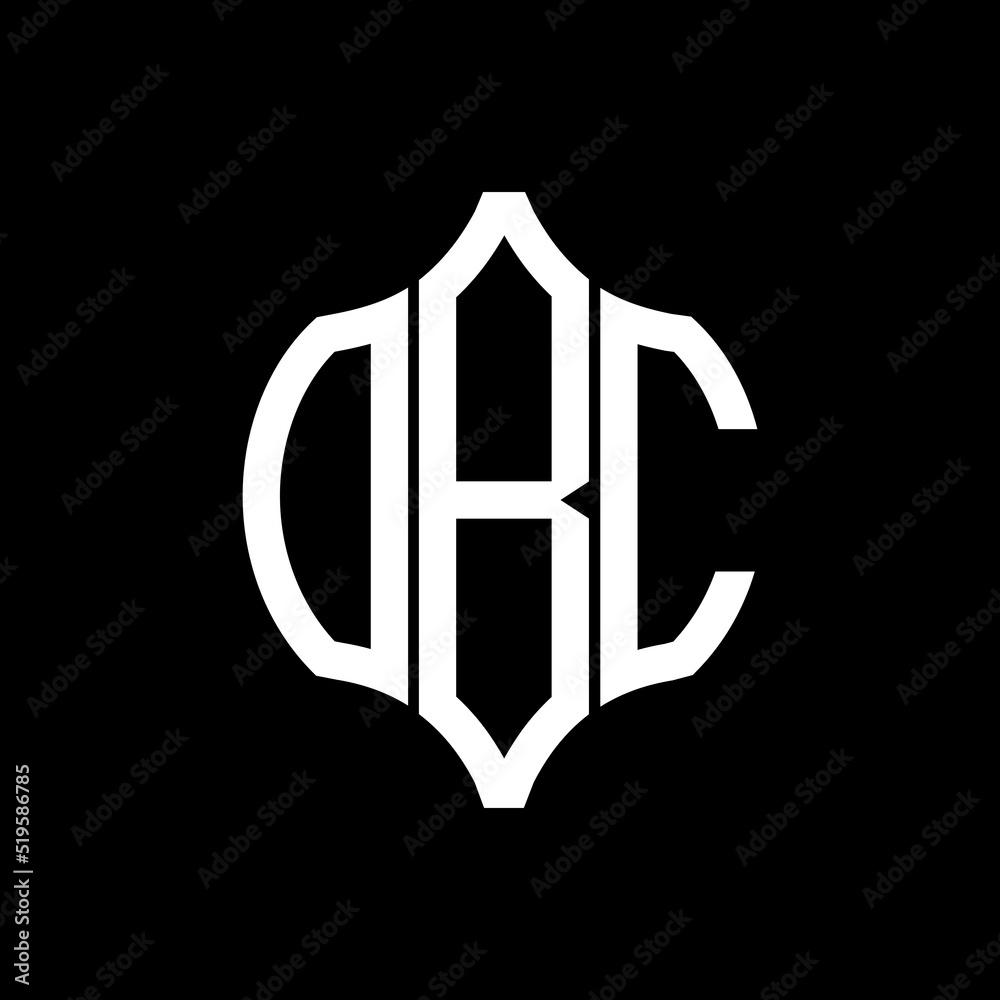 OBC letter logo. OBC best black background vector image. OBC Monogram ...