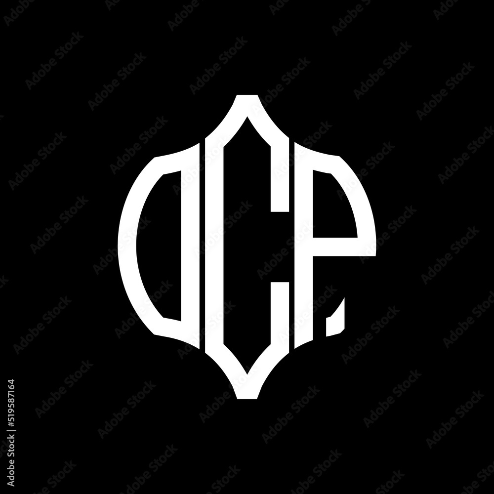 OCP letter logo. OCP best black background vector image. OCP Monogram ...