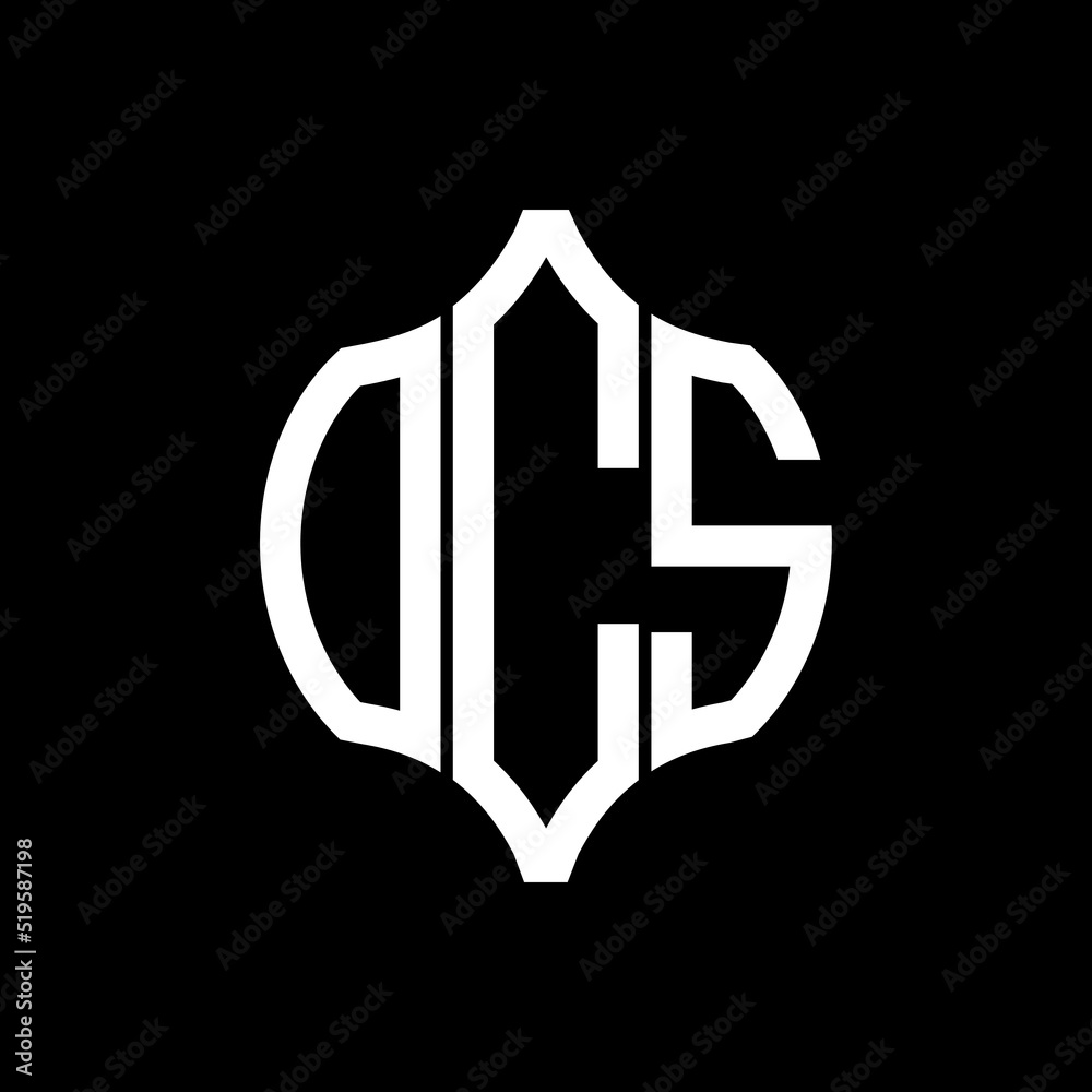 OCS letter logo. OCS best black background vector image. OCS Monogram ...