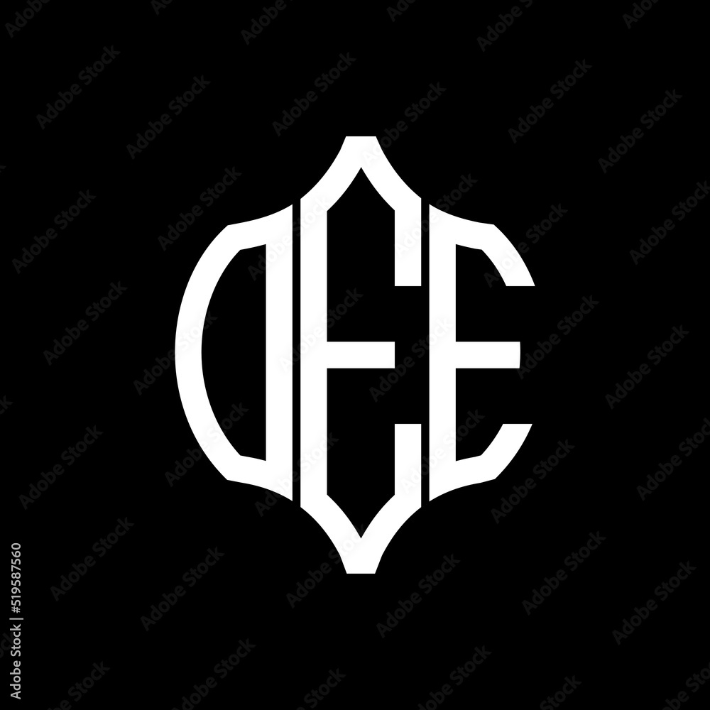 OEE letter logo. OEE best black background vector image. OEE Monogram ...