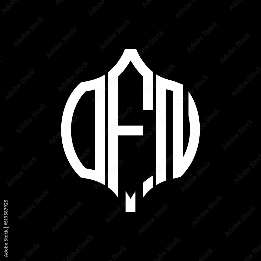 OFN letter logo. OFN best black background vector image. OFN Monogram ...