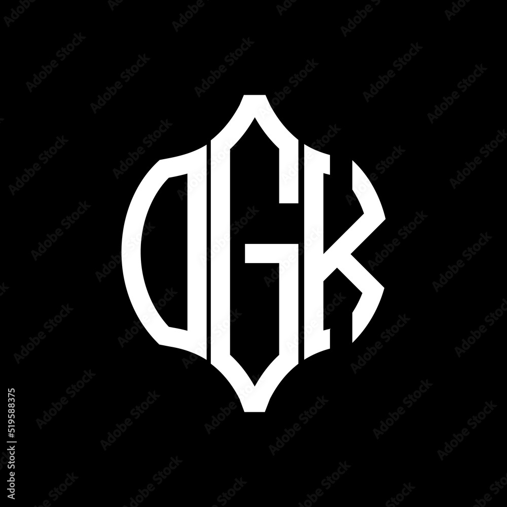 OGK letter logo. OGK best black background vector image. OGK Monogram ...