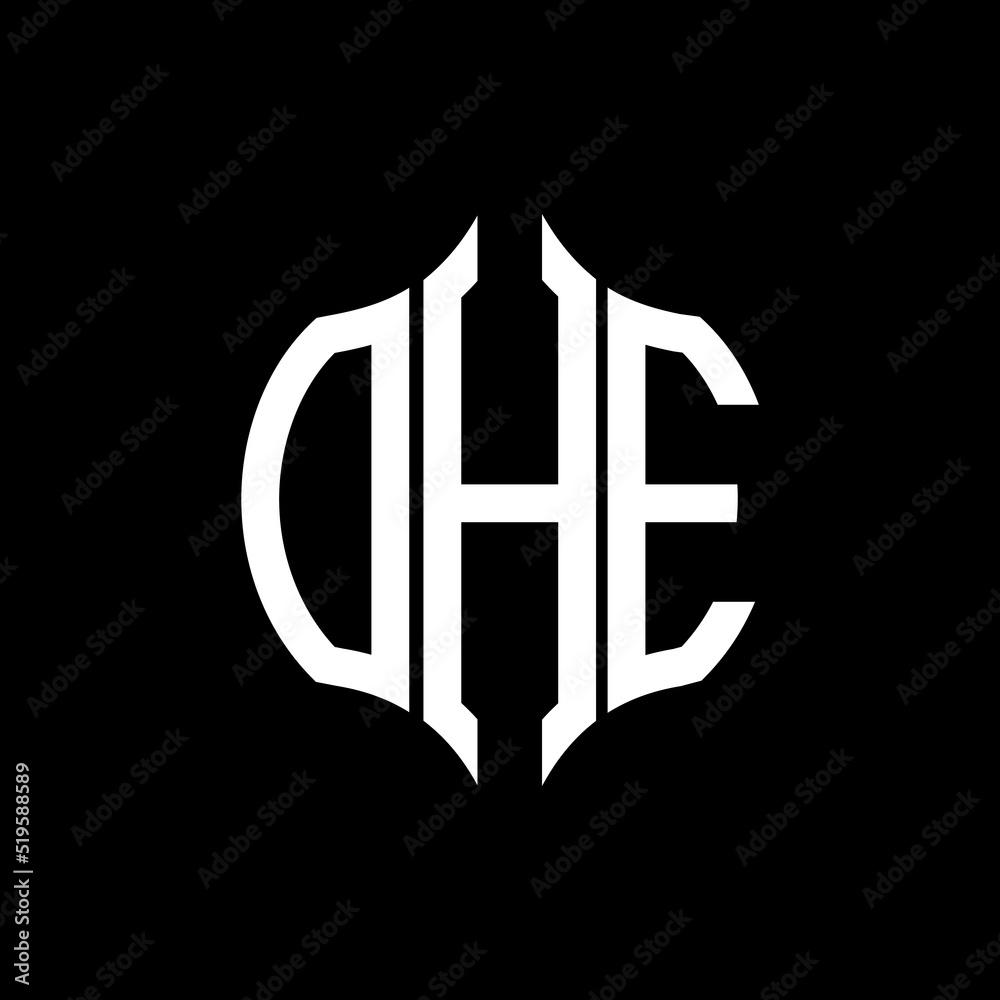 OHE letter logo. OHE best black background vector image. OHE Monogram ...