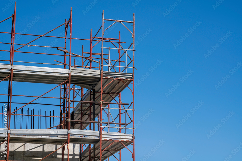 construction site & scaffolding:: construction of a building, the ...