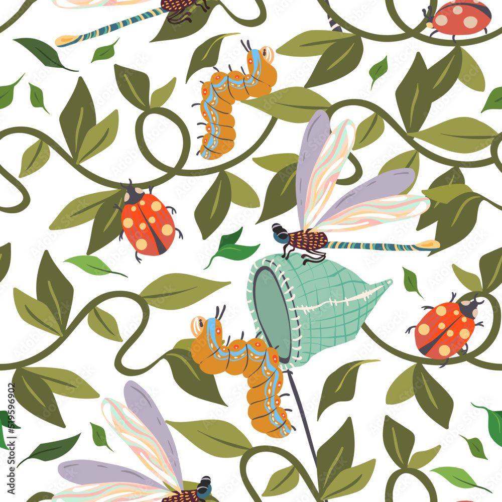 Vector illustration. Summer camp. Composition with plants, ivy ...