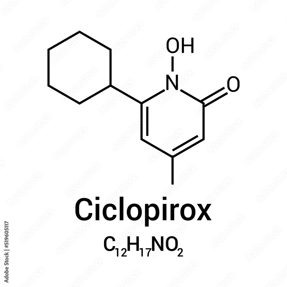 chemical structure of Ciclopirox (C12H17NO2) Stock Vector | Adobe Stock