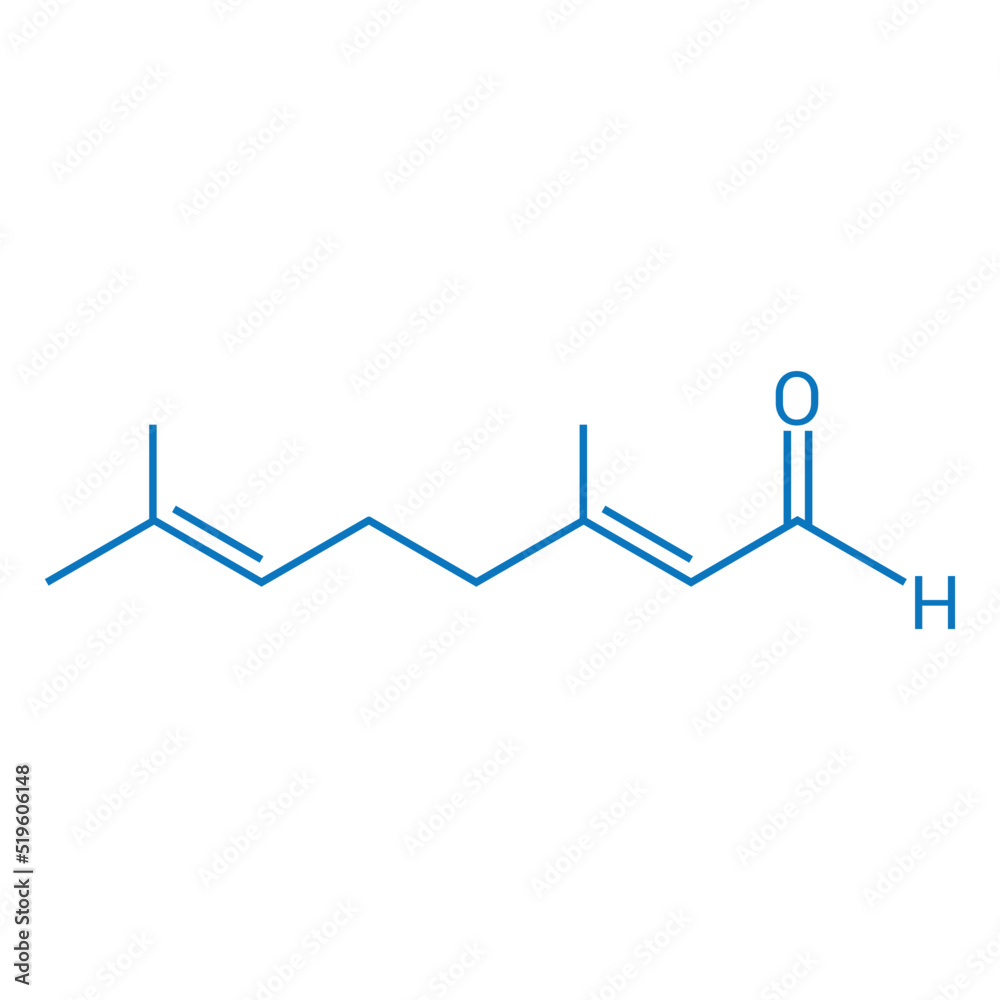 Poster chemical structure of Citral (C10H16O) – Wall Art | UkPosters