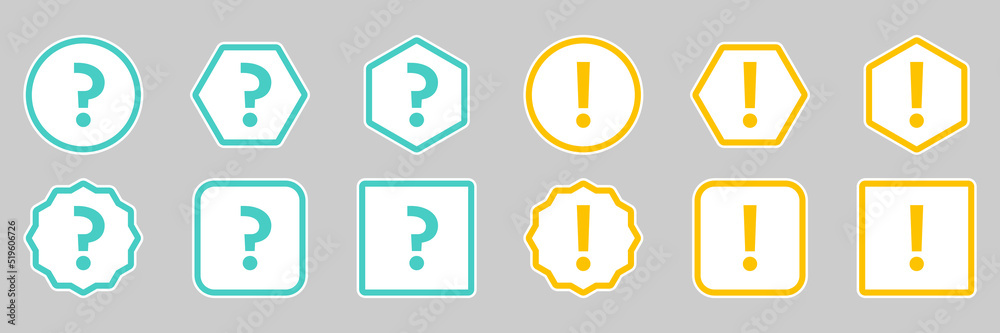 Question mark Icon Set, FAQ sign, Help symbol. Exclamation mark Icon ...