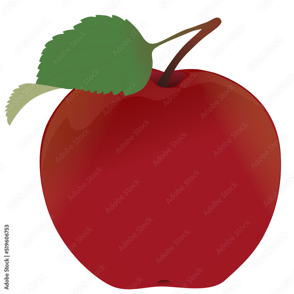 Red apple with leaf vector illustration Stock Vector | Adobe Stock