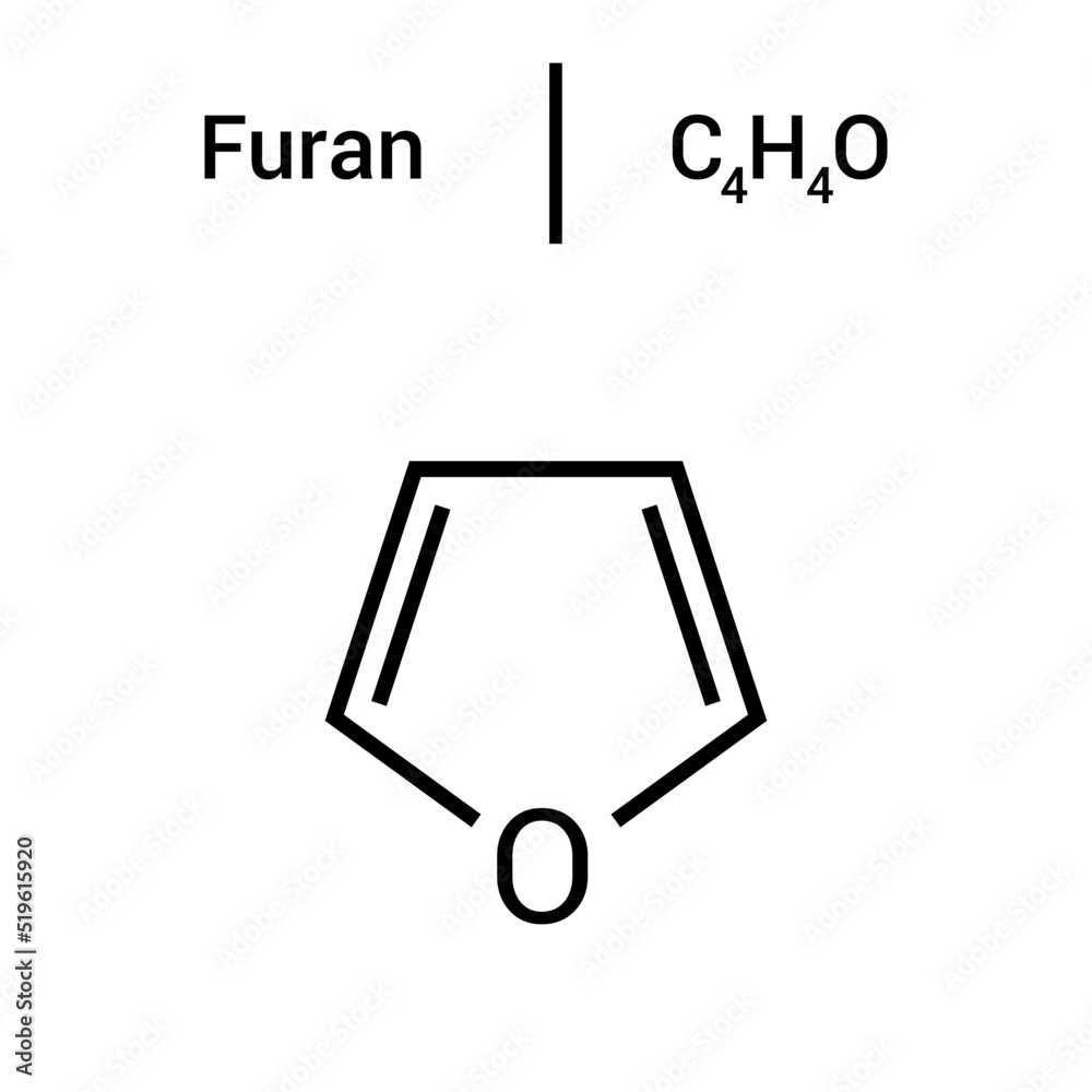 Vecteur Stock chemical structure of Furan (C4H4O) | Adobe Stock