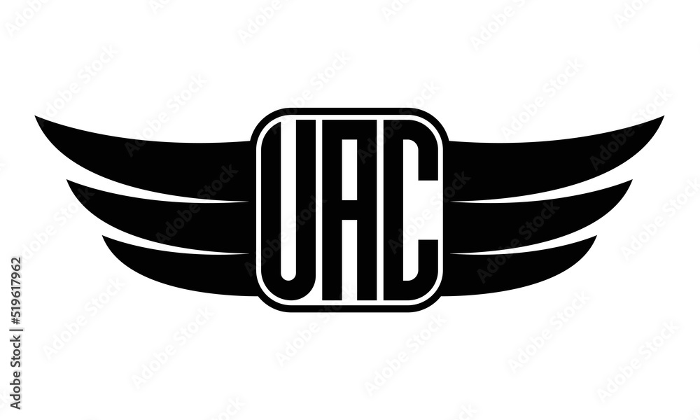 UAC three Letter wing minimalist creative concept icon eagle symbol ...