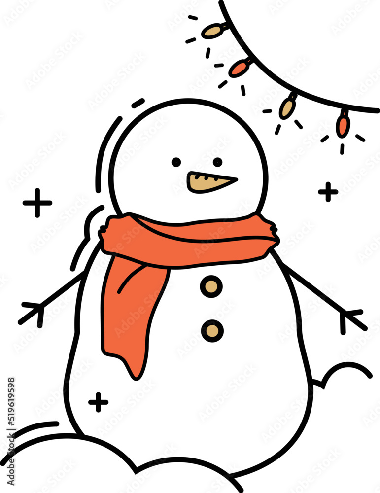 Vector snowman line art, christmas icon Stock Vector | Adobe Stock