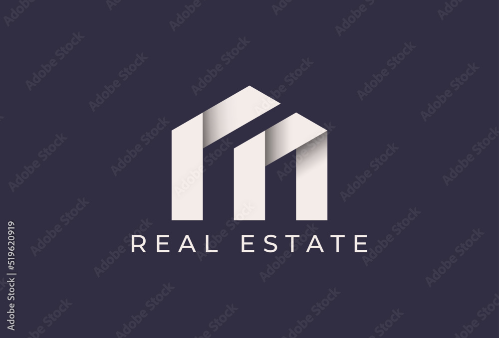 Vetor de Letter M Modern House Icon for Real Estate Logo do Stock ...