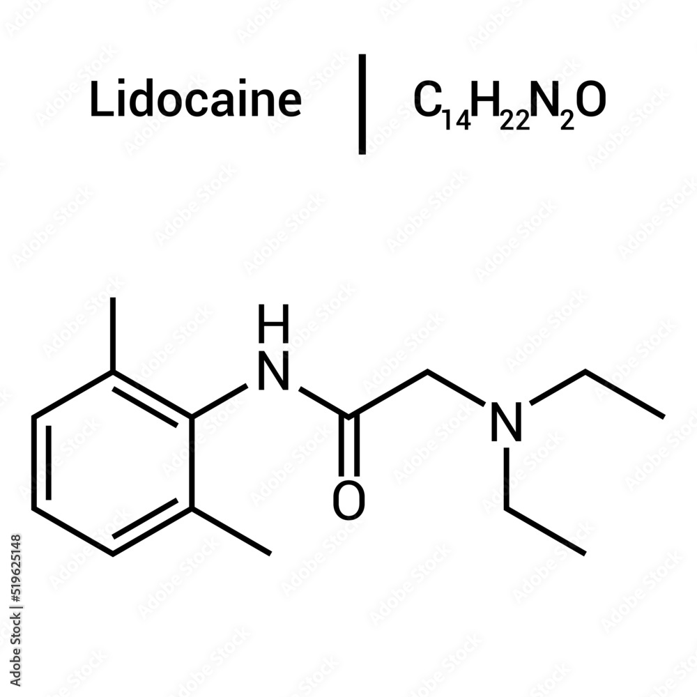 chemical structure of Lidocaine (C14H22N2O) Stock Vector | Adobe Stock
