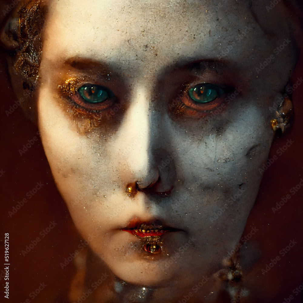 Digital Illustration of a dramatic portrait of the queen of the dead ...