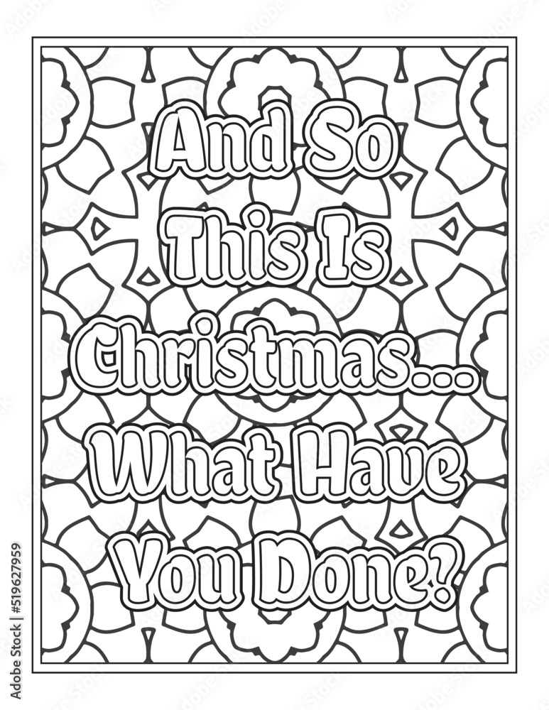Christmas Quotes Coloring Book Page, inspirational words coloring book ...