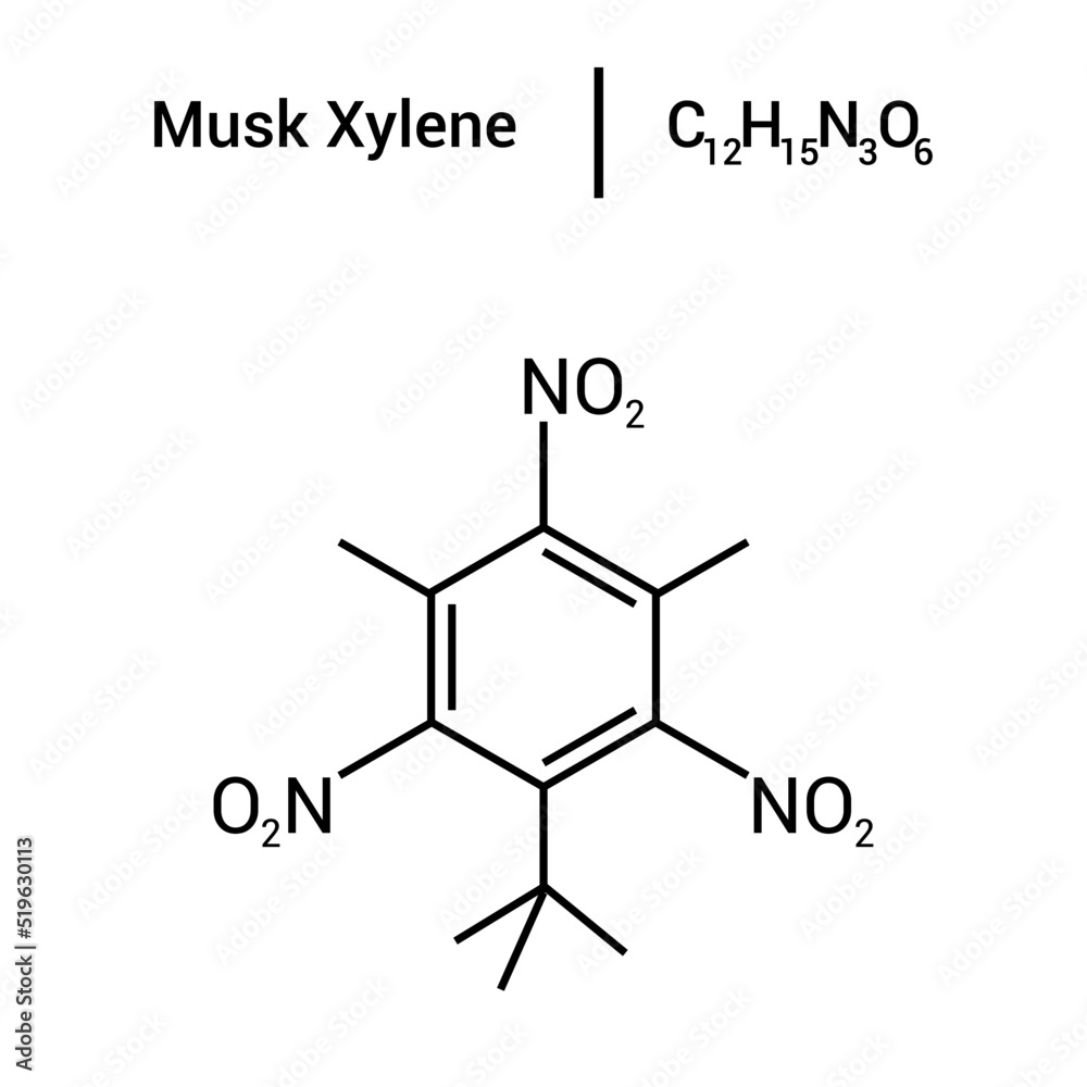 chemical structure of Musk xylene (C12H15N3O6) Stock Vector | Adobe Stock