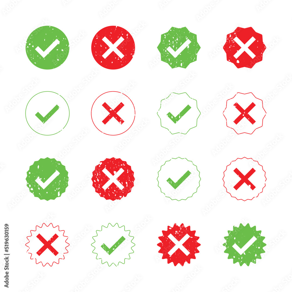 tick cross stamp icon verified icons rejected icon Stock Vector | Adobe ...