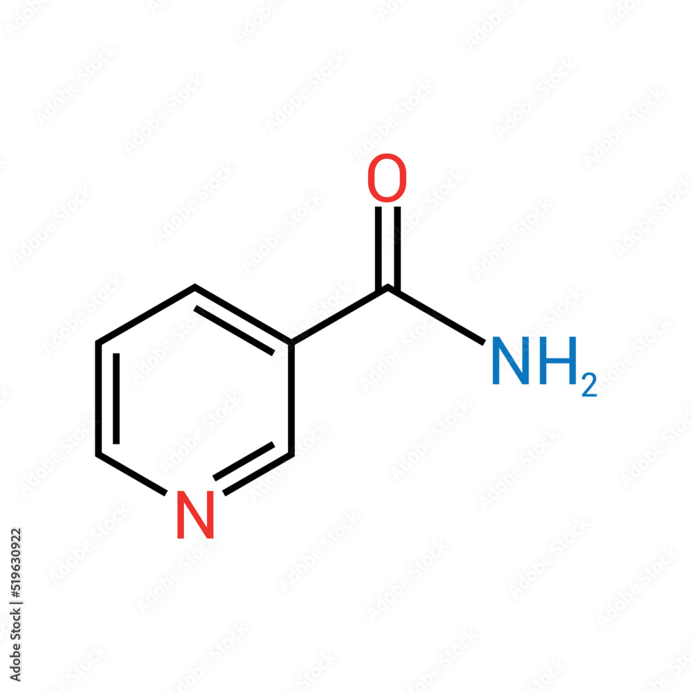 chemical structure of Nicotinamide or Niacinamide (c6h14o6) Stock ...