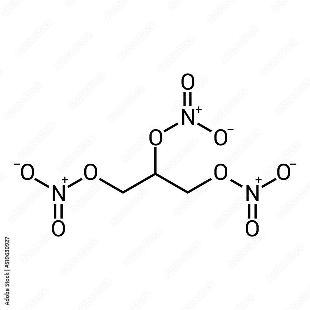 chemical structure of Nitroglycerin (C3H5N3O9) Stock Vector | Adobe Stock