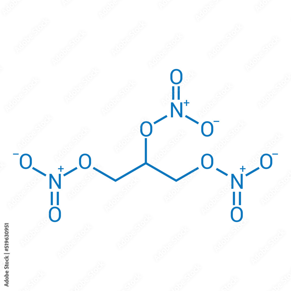 Photo & Art Print chemical structure of Nitroglycerin (C3H5N3O9), Zizo