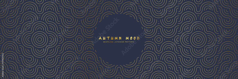 Seamless asian background pattern. Autumn oriental premium design. Blue ...