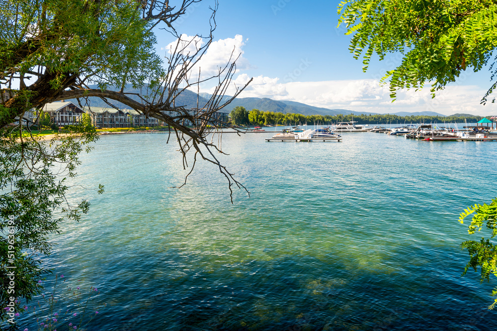 View from the Sandpoint City Beach Park of Lake Pend Oreille waterfront ...