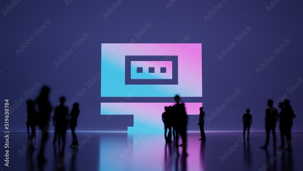 3d rendering people in front of symbol of monitor on background Stock ...
