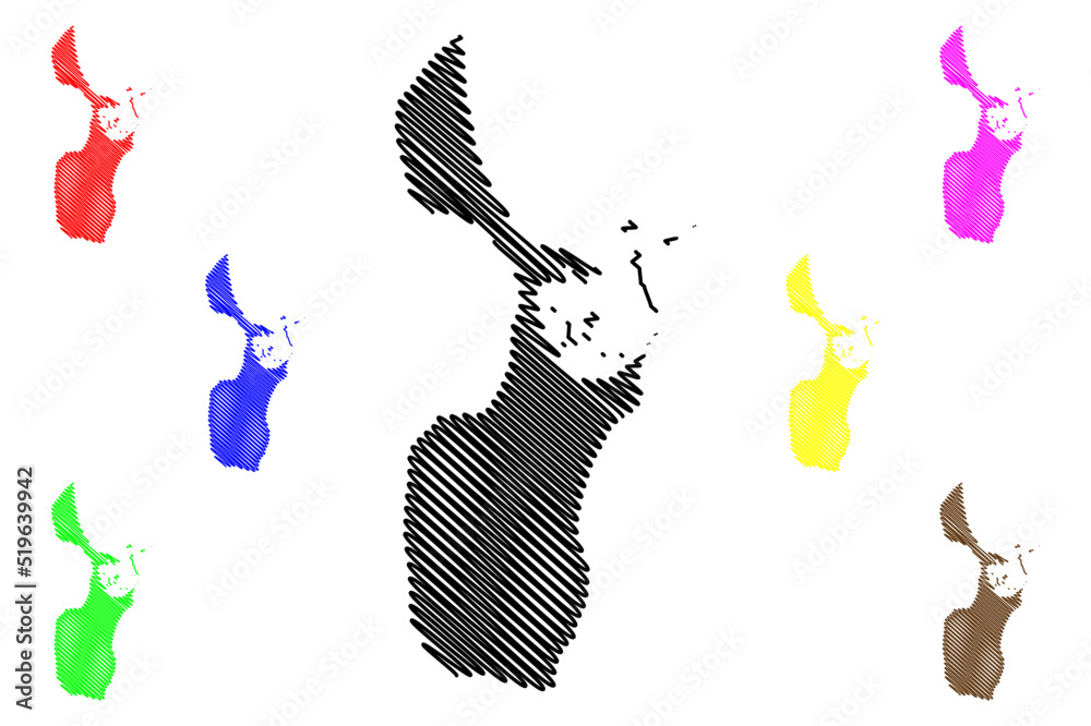 Samso island (Kingdom of Denmark) map vector illustration, scribble ...